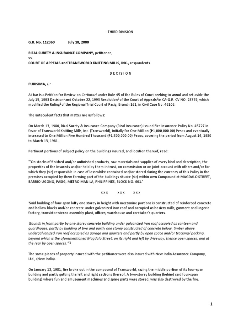 Insurance Dispute Court Ruling | PDF | Lawsuit | Insurance