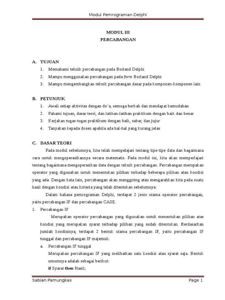 Modul Percabangan 2 | PDF