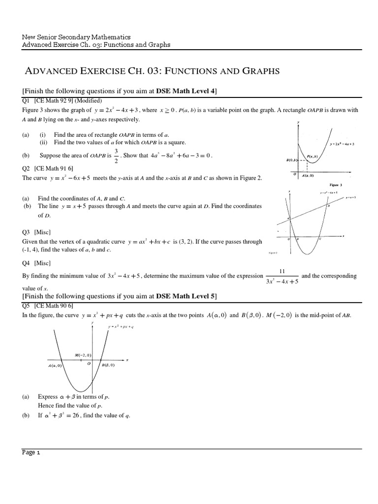 Adv Ex 03 Functions | PDF | Cartesian Coordinate System | Area