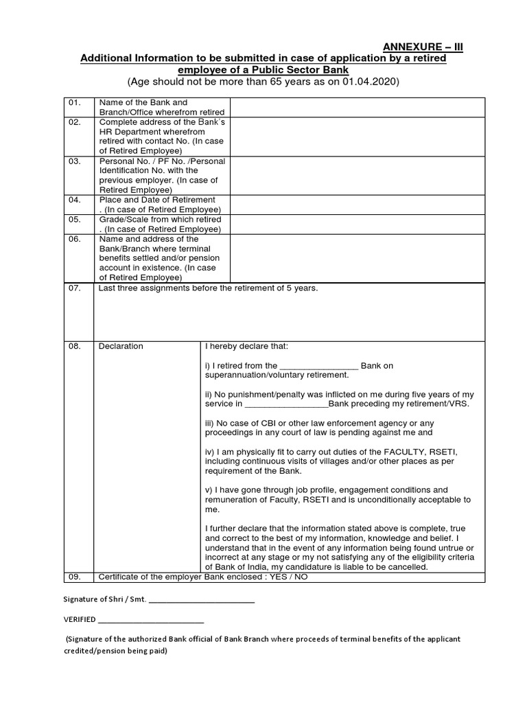 Annexure-Iii - Additional Information | Download Free PDF | Pension ...