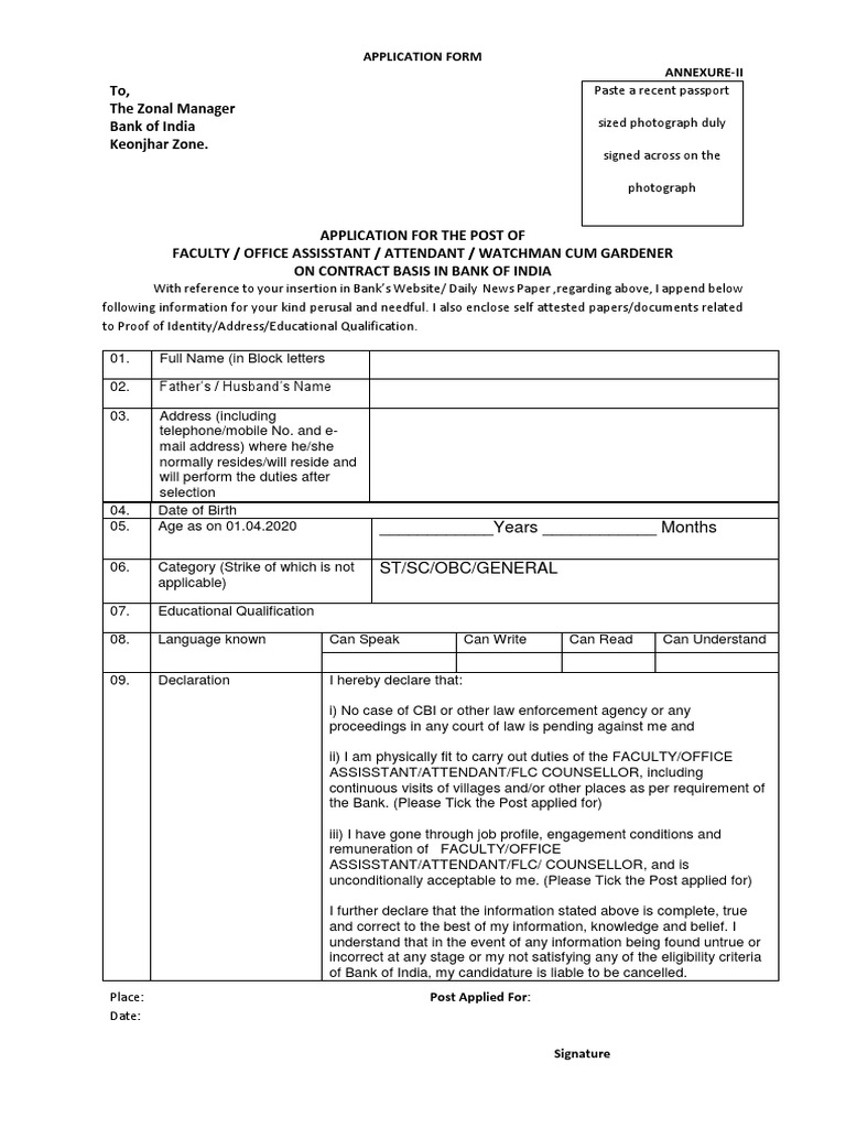Annexure-Ii - Application Form PDF | Download Free PDF | Social ...