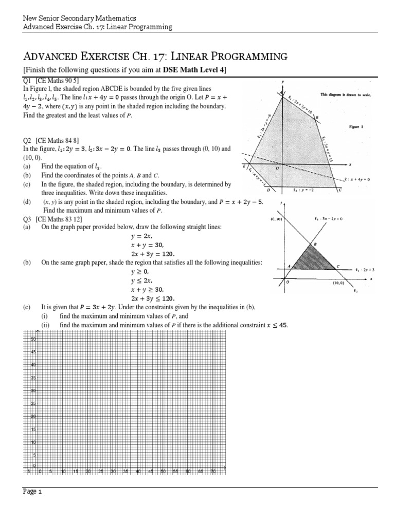 Dse Math Level 4 And 5 Linear Programming Problems Pdf Linear