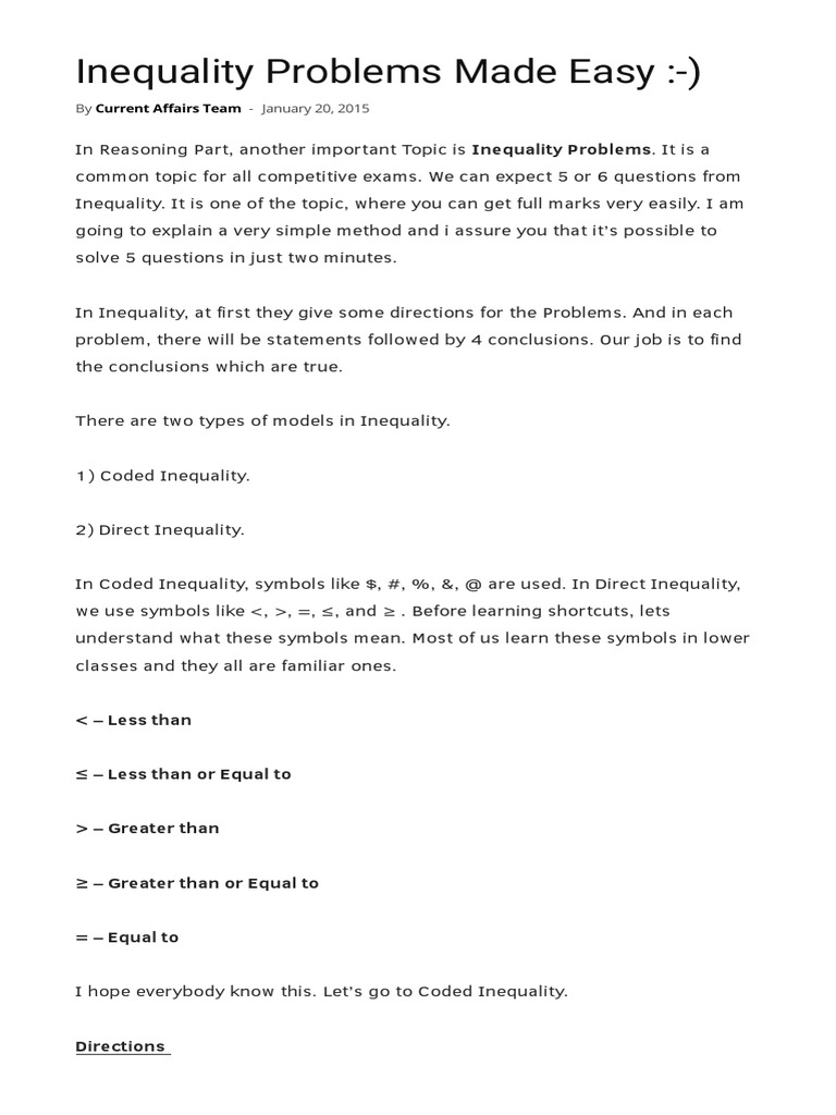 Inequality Problems Made Easy - ) | PDF | Logic | Cognition