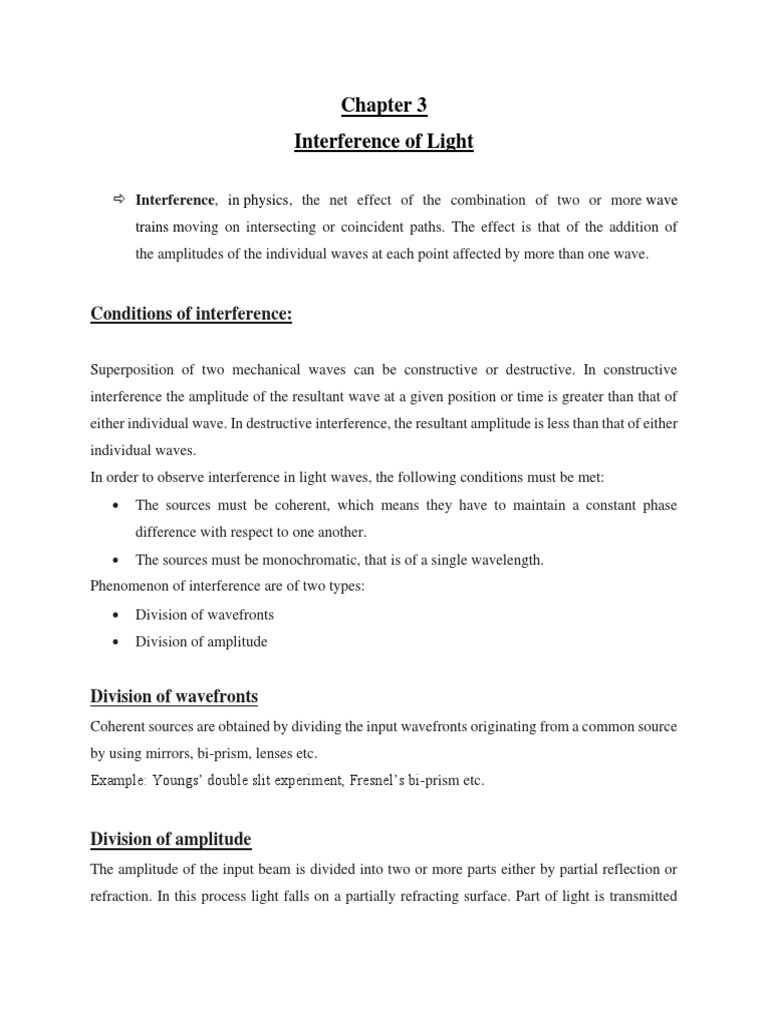 Interference Lec 1 | PDF | Coherence (Physics) | Mechanics