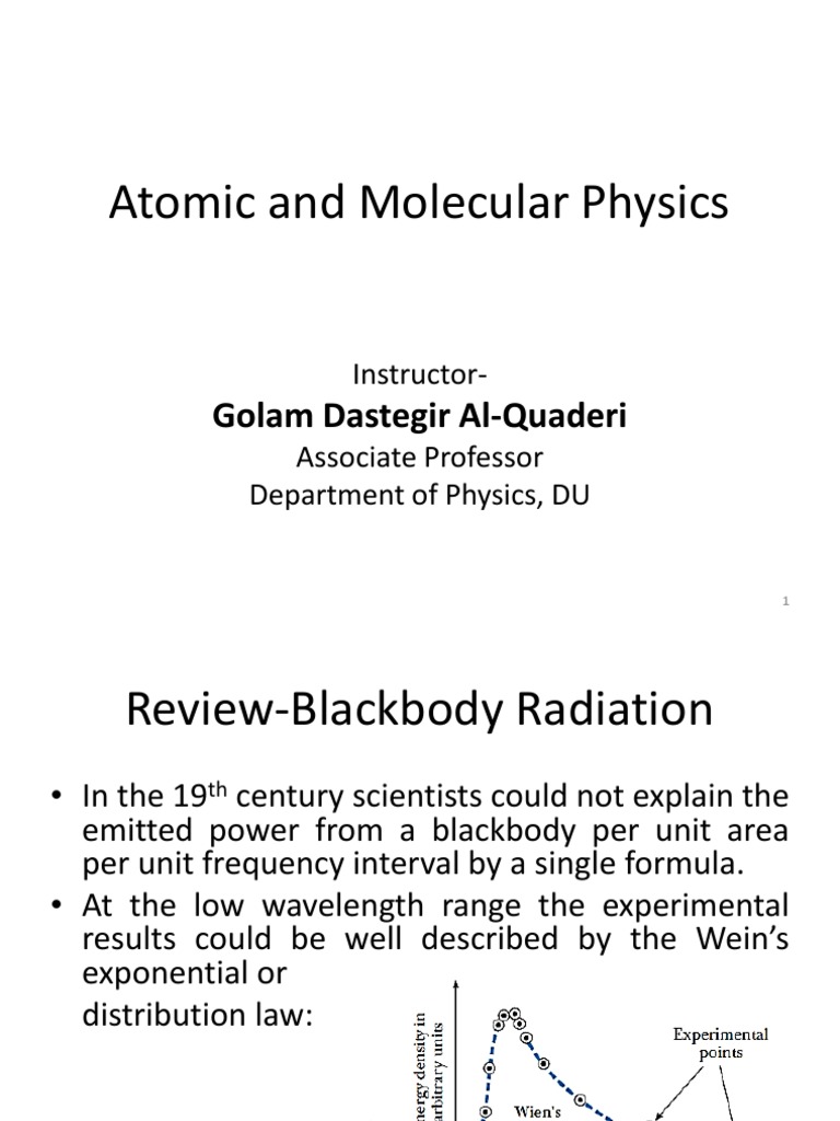 Atomic Molecular Physics Lecture 5 | PDF | Photoelectric Effect | Photon