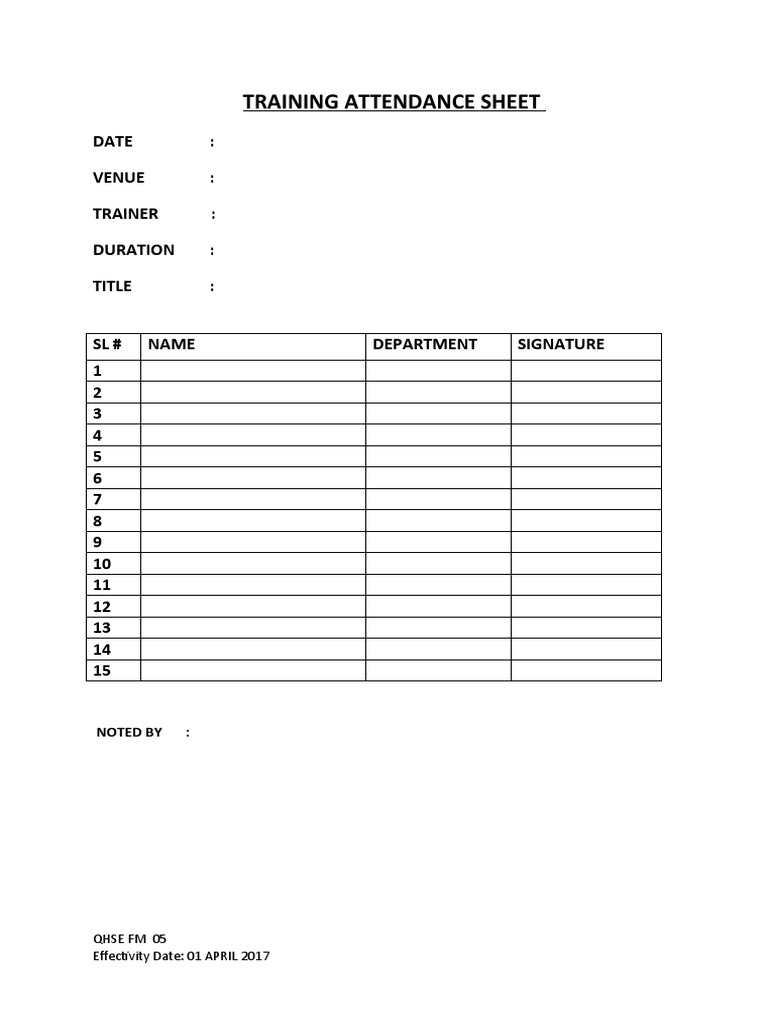 Training Attendance Sheet | PDF