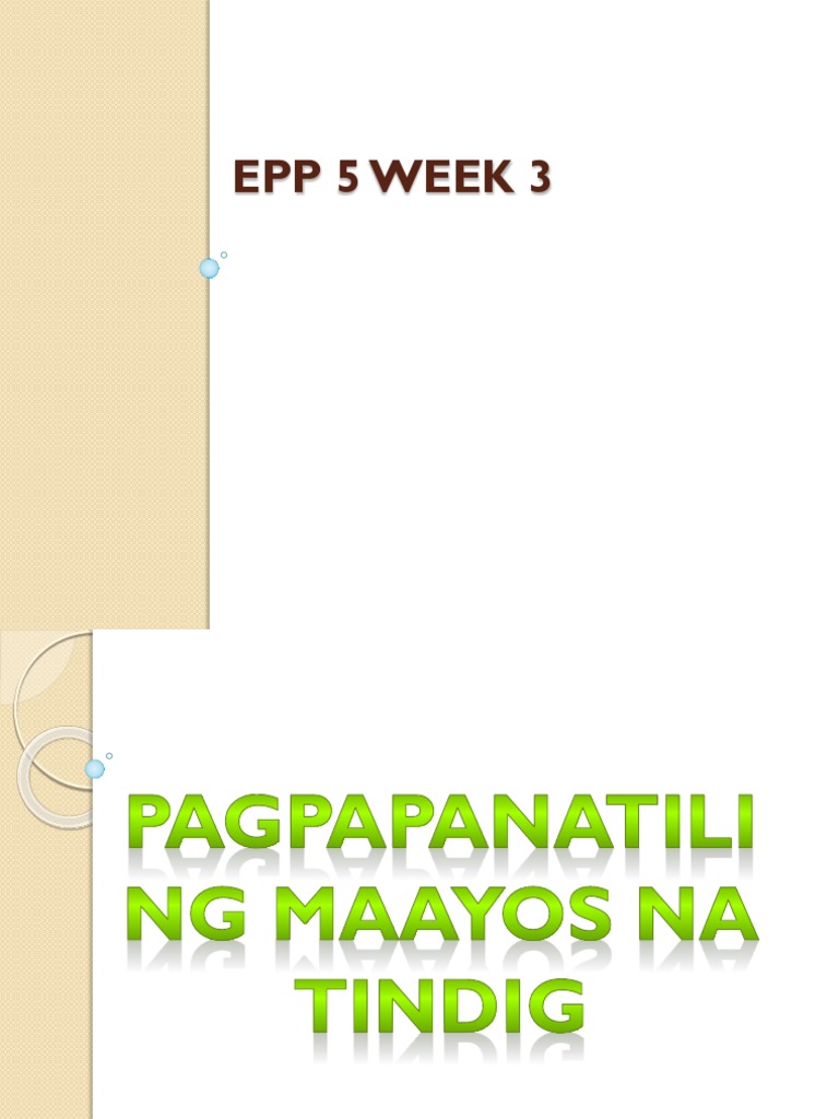 EPP 5 Week 3 | PDF