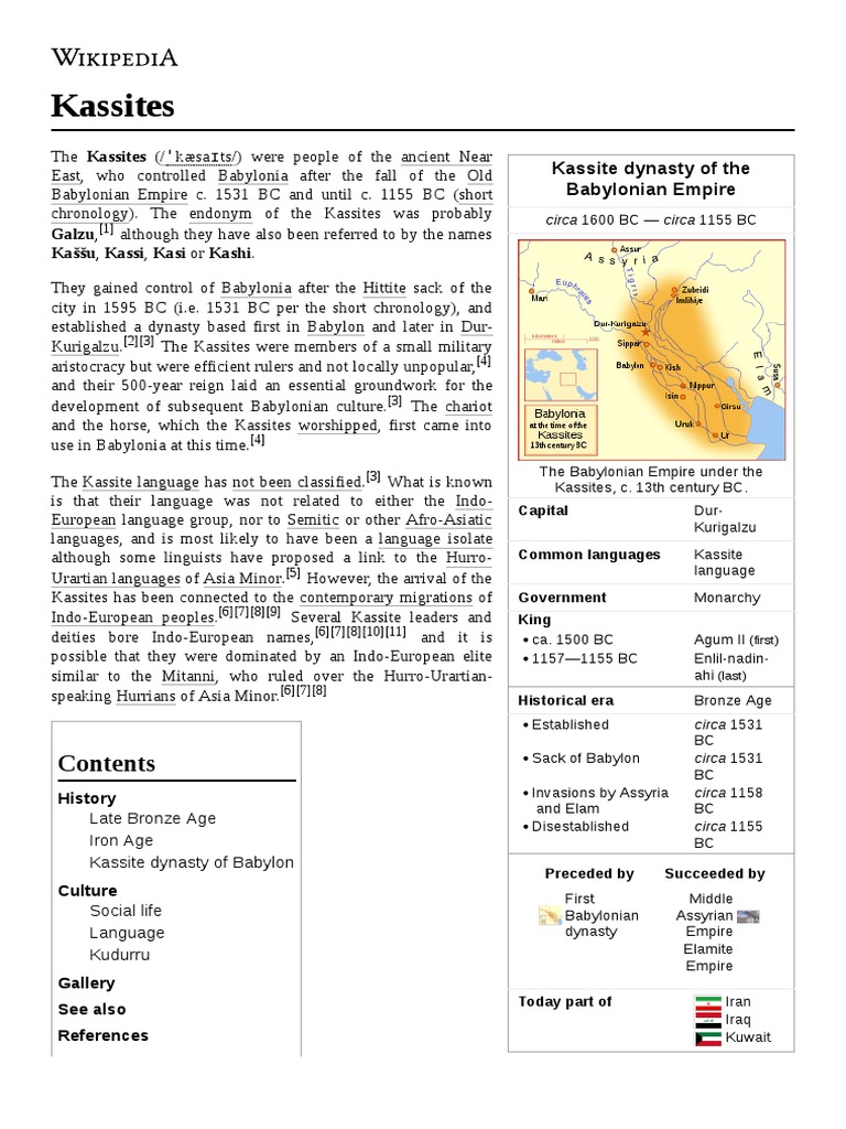 Kassites: Galzu, Kaššu, Kassi, Kasi or Kashi | PDF