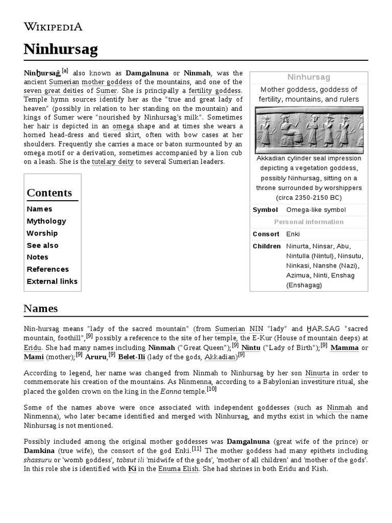 Ninhursag | PDF | Mesopotamian Mythology | Ancient Near East Mythology