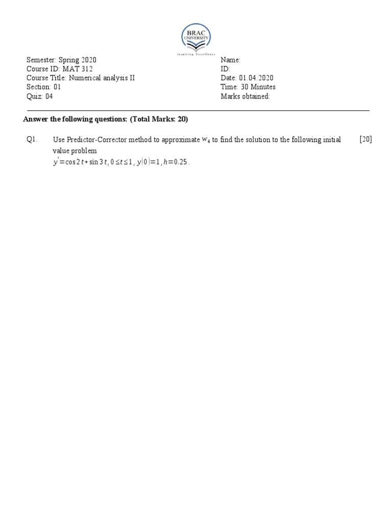 Practice Advanced Numerical Methods Concepts | PDF