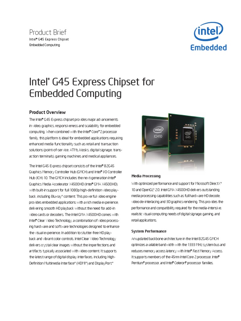 Intel G45 Express Chipset For Embedded Computing: Product Brief | PDF | Hdmi | Embedded System
