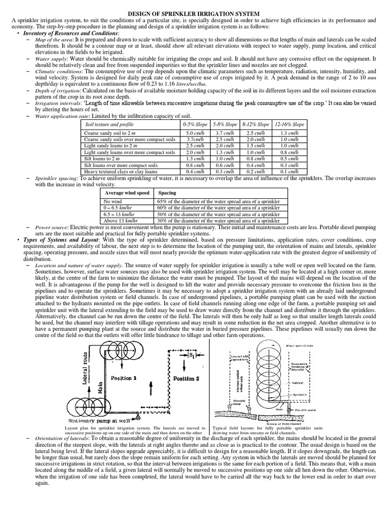 Sprinkler Irrigation System Design Guide | PDF | Irrigation | Nozzle