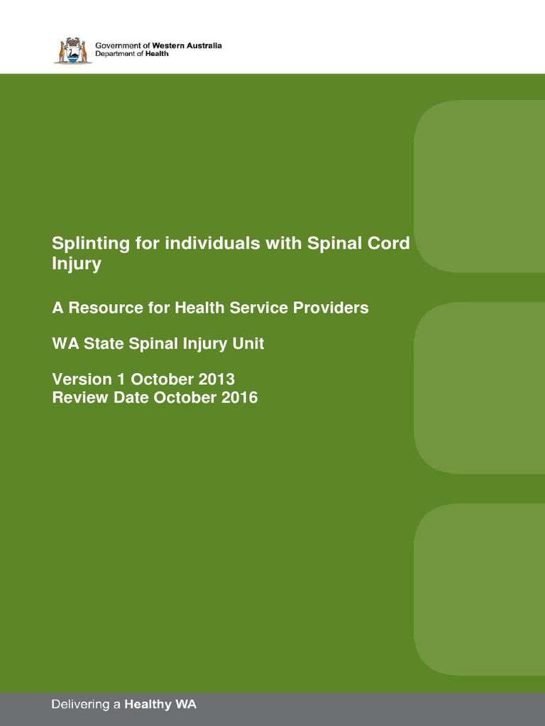 Splinting For Individuals With Spinal Cord Injury | PDF | Spinal Cord ...