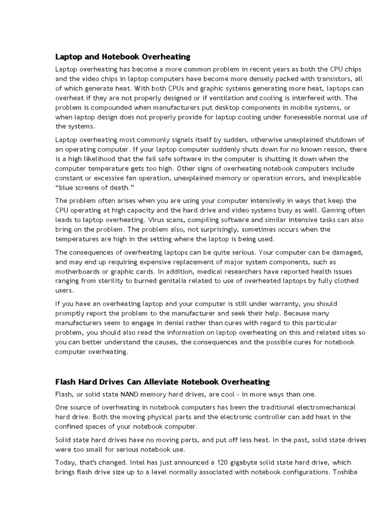 Overheating | PDF | Laptop | Flash Memory