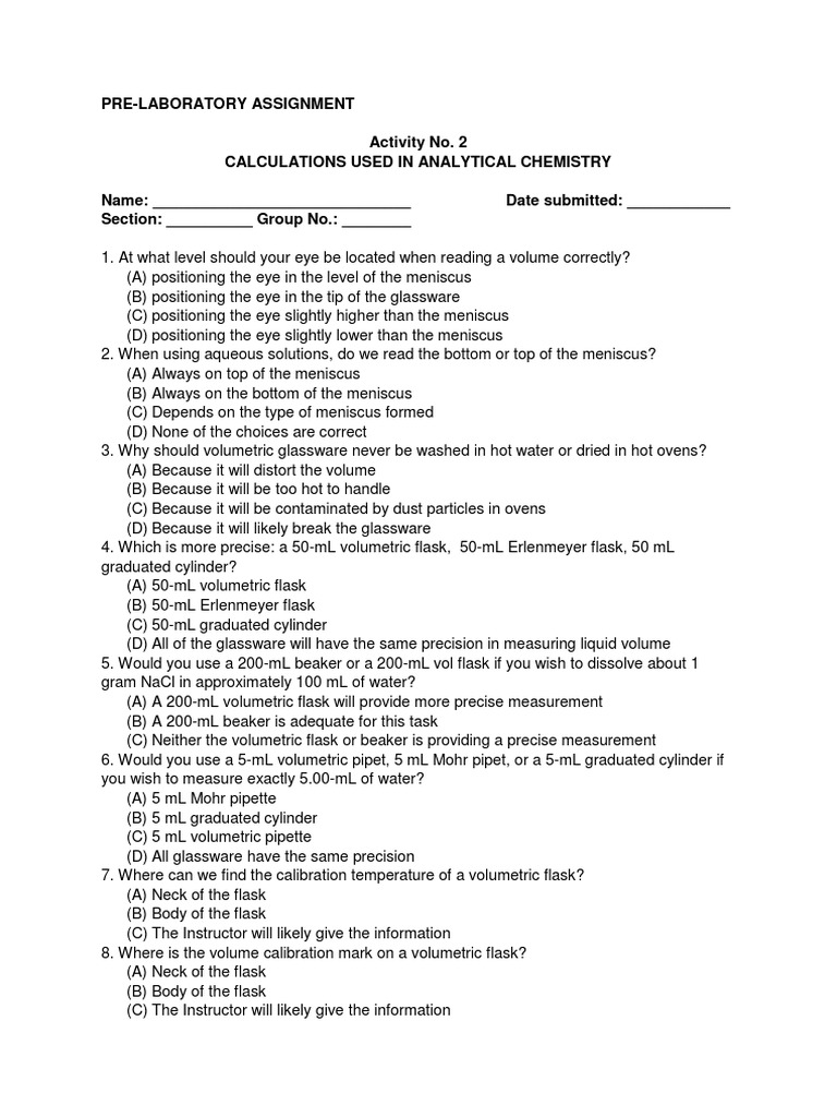 Analytical Chemistry Calculations | PDF | Mole (Unit) | Significant Figures