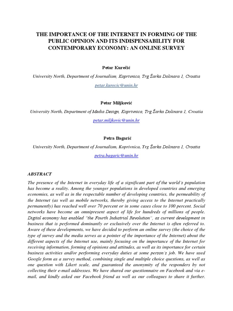 928774.the Importance of The Internet - Paper | PDF | Survey ...