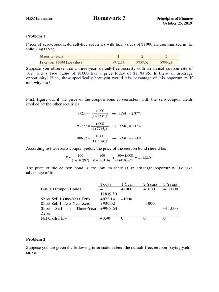 Homework 3: Problem 1 | PDF | Bond Duration | Yield (Finance)
