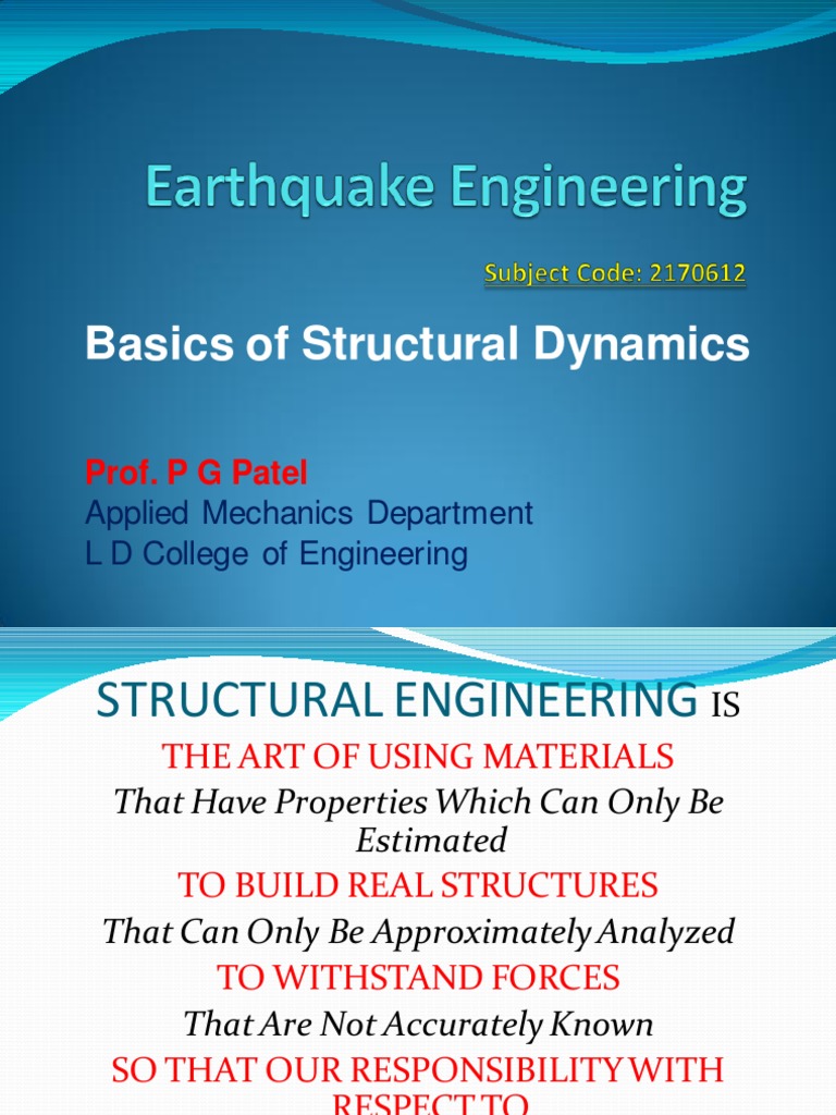 EQ-Basics of Structural Dynamics-PGP | PDF | Force | Strength Of Materials