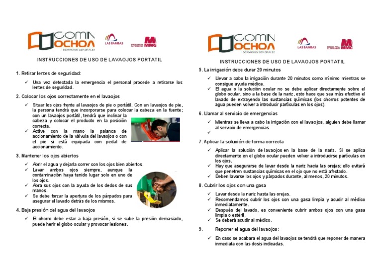 Instrucciones de Uso de Lavaojos Portatil | PDF | Ojo | Agua