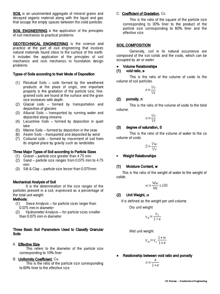 E VV VS: CE Review - Geotechnical Engineering | PDF | Soil Mechanics | Soil