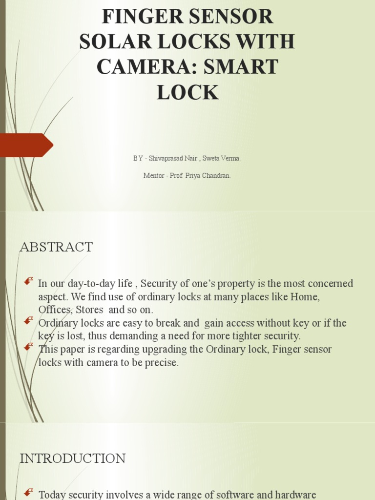 Finger Sensor Solar Locks With Camera - Smart Lock | PDF | Fingerprint ...