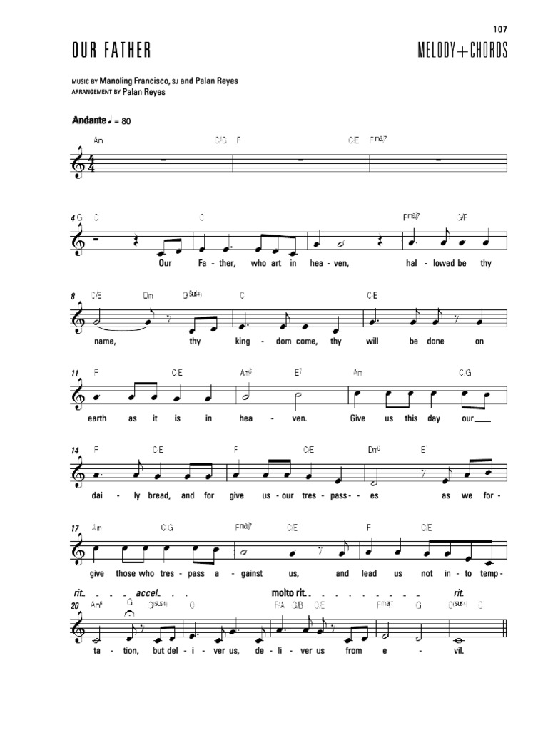 Our Father Chords and Lyrics PDF | PDF | Christian Prayer | Anglicanism