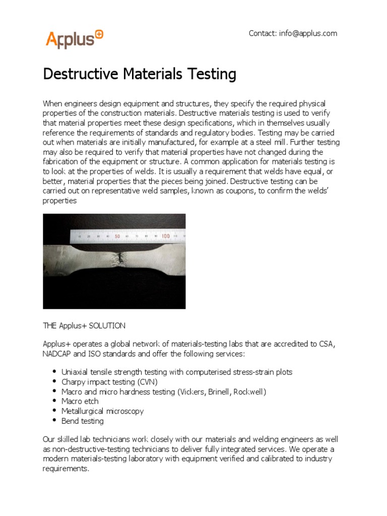 Destructive Materials Testing - en | PDF | Nondestructive Testing | Welding