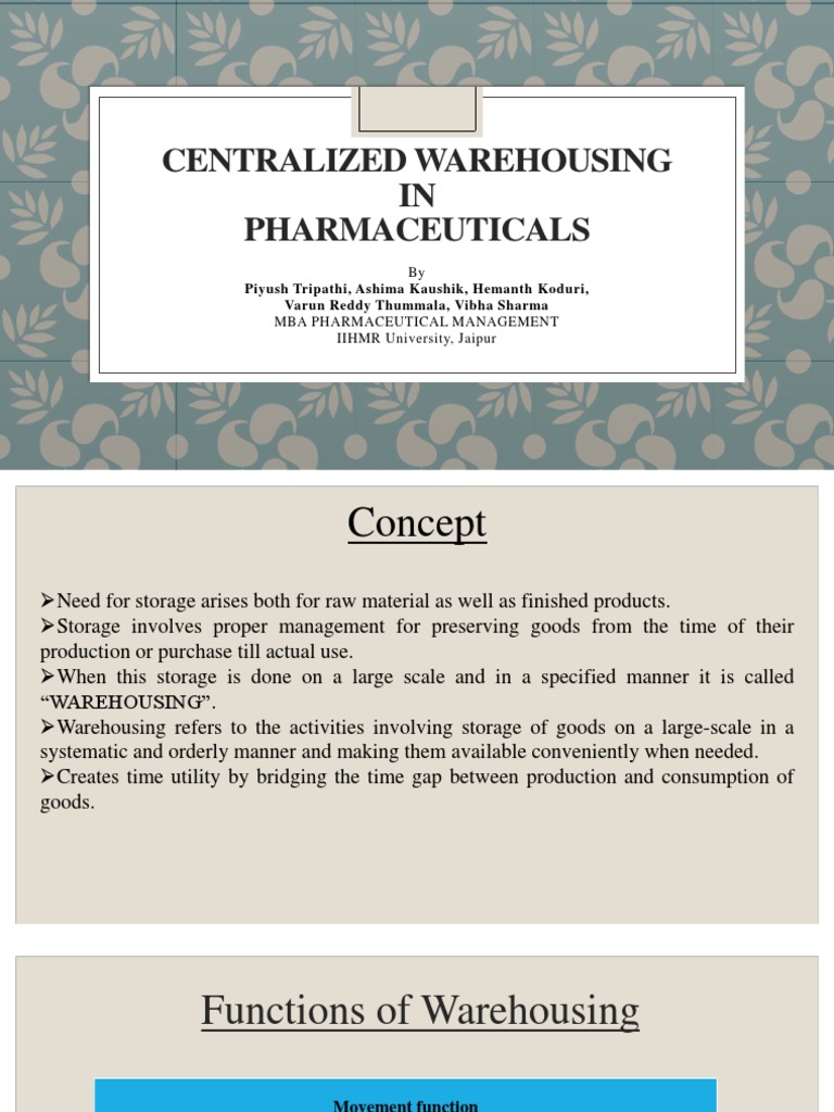 Centralized Warehousing IN Pharmaceuticals | PDF | Warehouse | Inventory