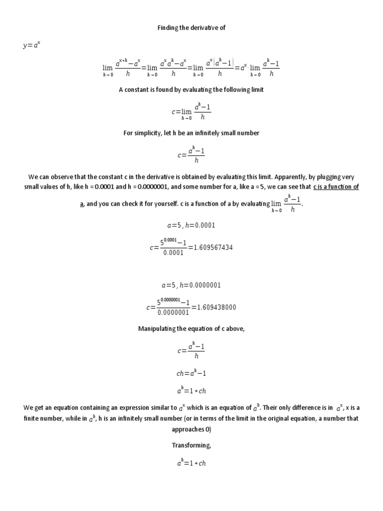 How To Get Eulers Number | PDF | Limit (Mathematics) | Derivative