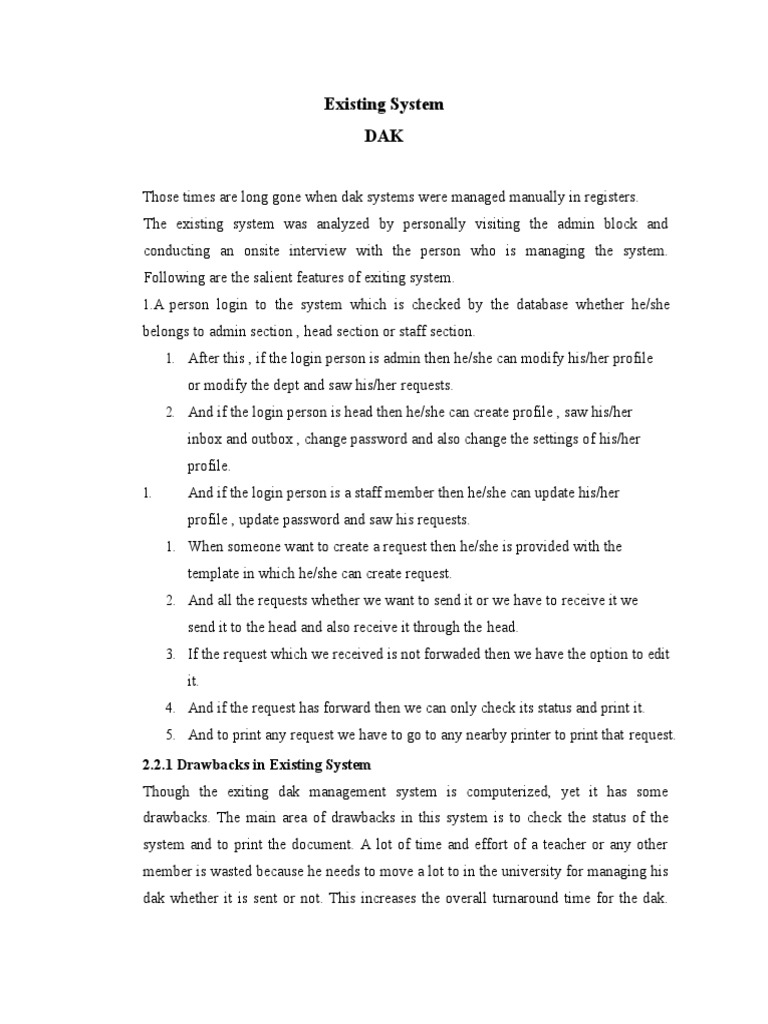 Existing System DAK | PDF
