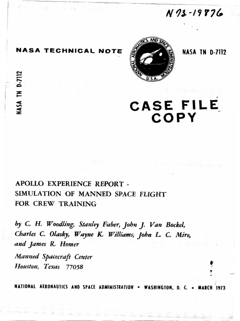 Apollo Experience Report Simulation of Manned Space Flight For Crew ...