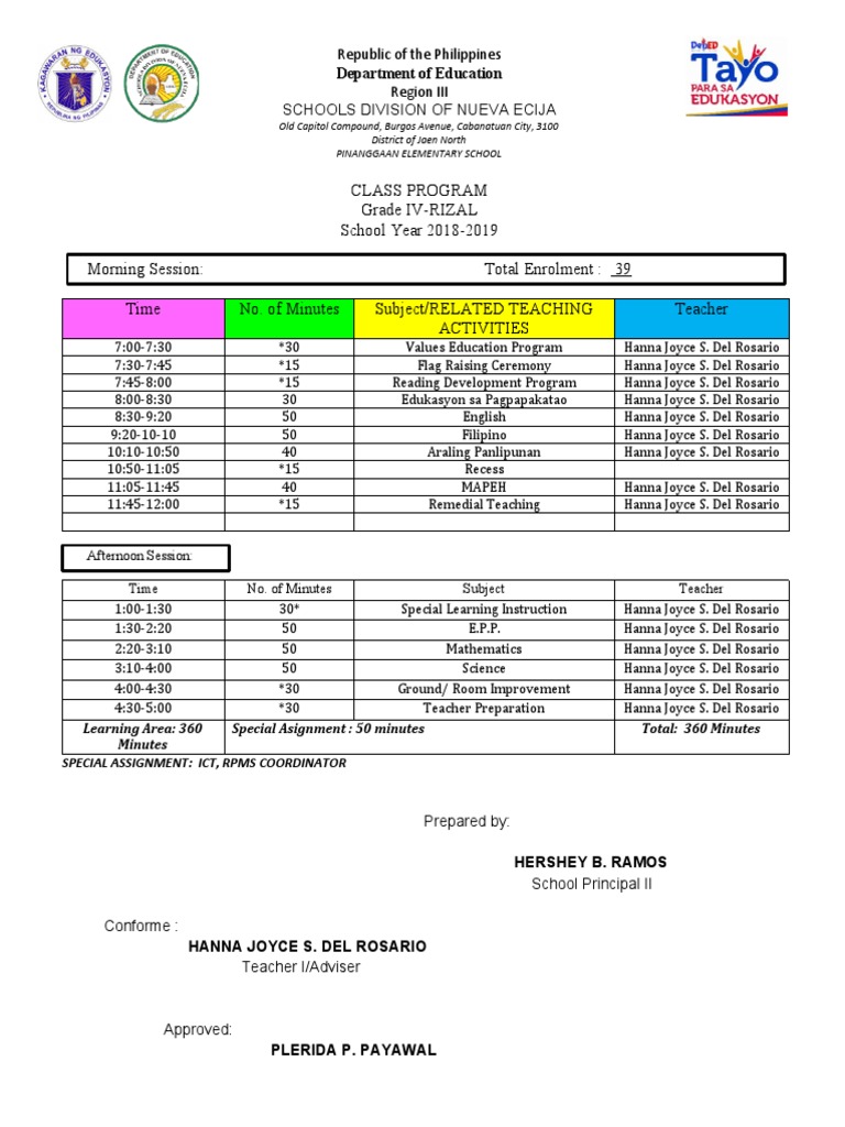 2018 Class Program | PDF