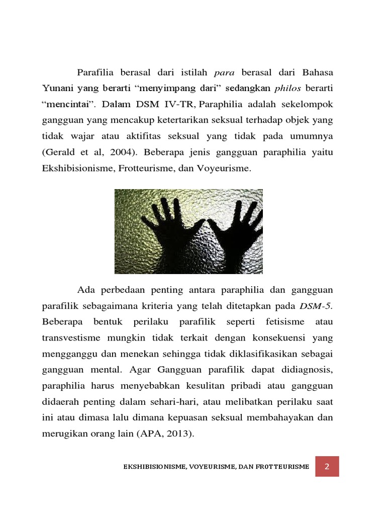 Paraphilia: Ekshibisionisme, Voyeurisme, Frotteurisme | PDF | Ilmu ...