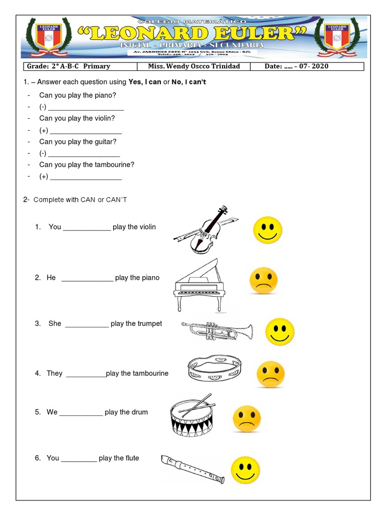 Homework Can Can't 2do Primaria PDF | PDF