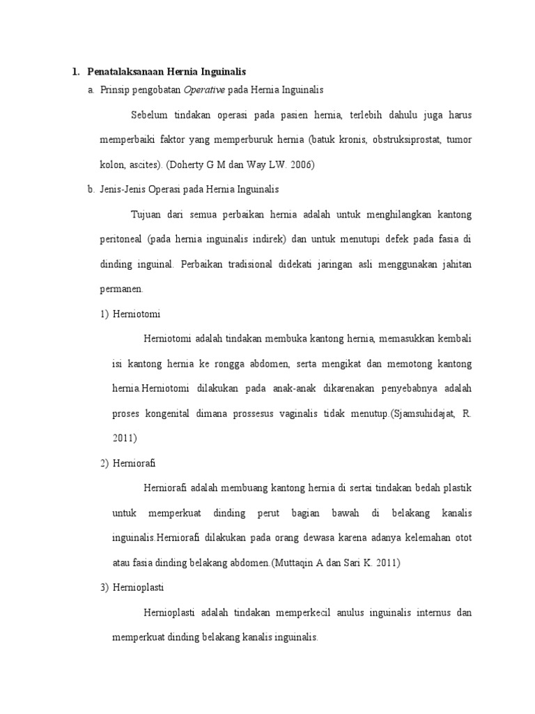 Penatalaksanaan Hernia Inguinalis | PDF