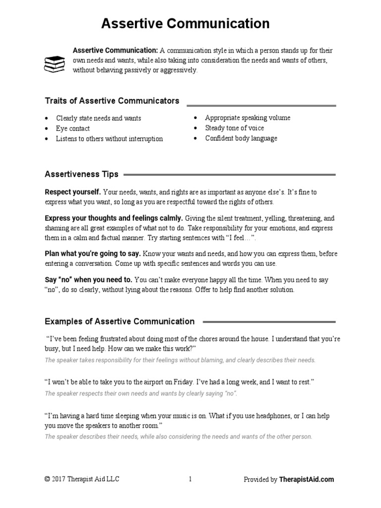 Assertive Communication | PDF | Action (Philosophy) | Behavioural Sciences