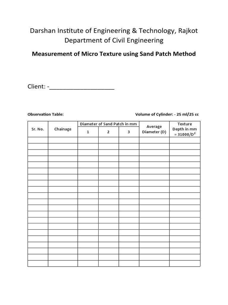 Sand Patch Method | PDF