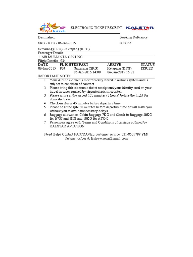 Electronic Ticket Receipt for Flight GJS3F6 | PDF