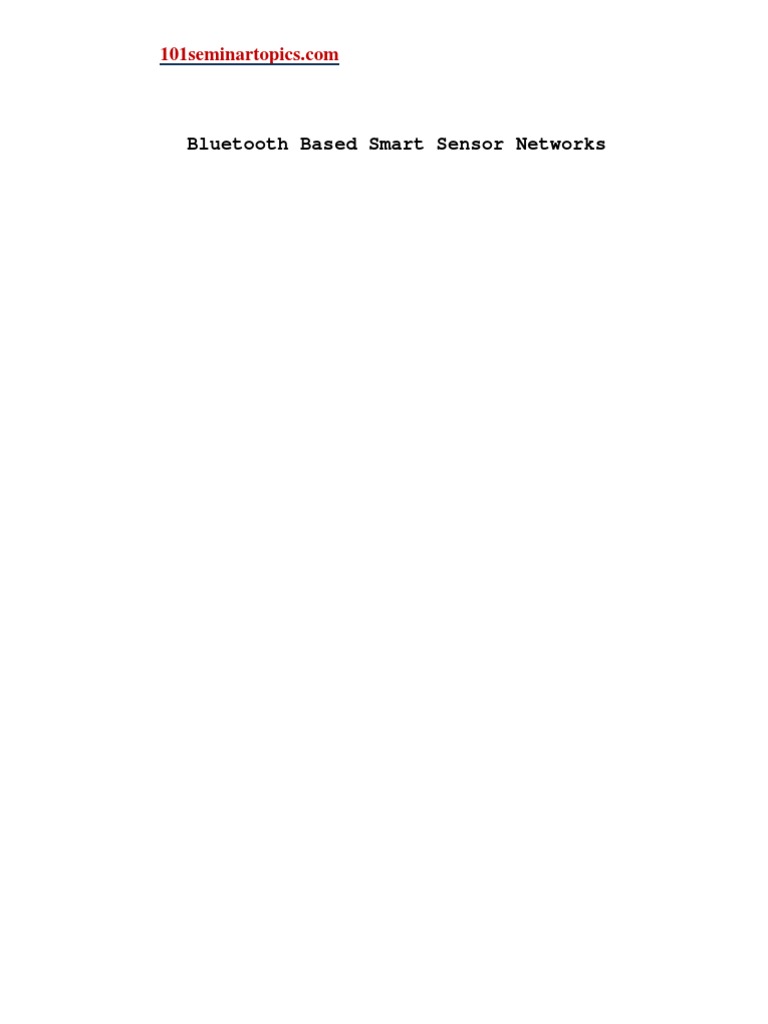Bluetooth Based Smart Sensor Networks | PDF | Bluetooth | Wireless Sensor Network