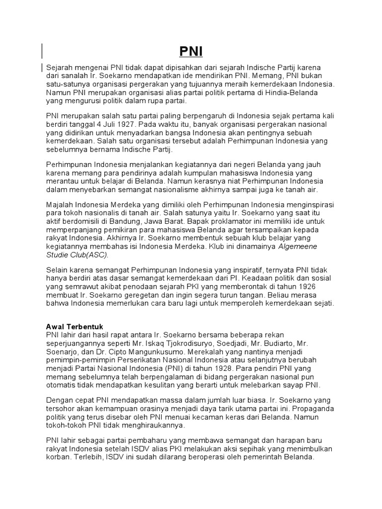 Sejarah PNI | PDF