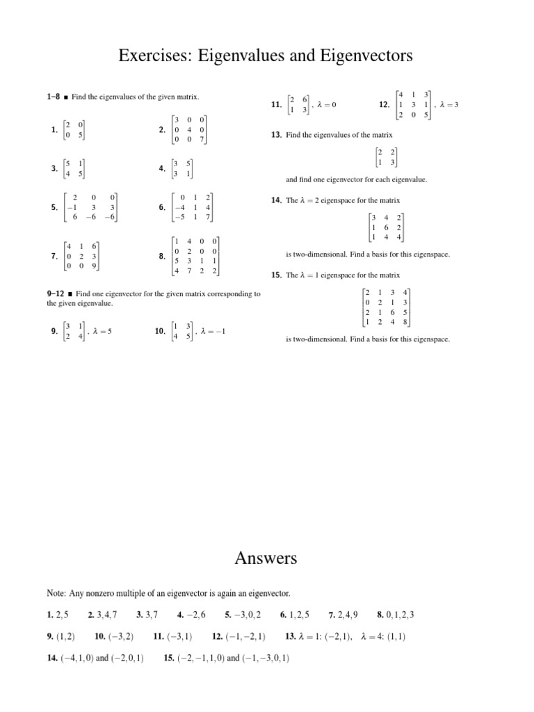 Eigenvalues PDF | Download Free PDF | Eigenvalues And Eigenvectors ...