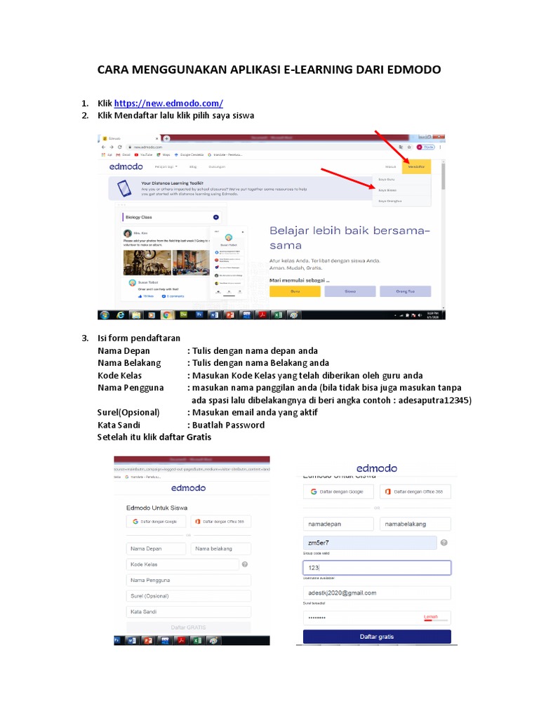 CARA MENGGUNAKAN APLIKASI Edmodo | PDF