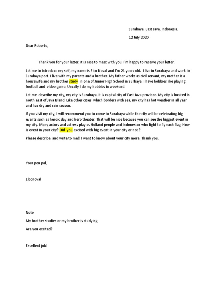 Personal Letter Example | PDF