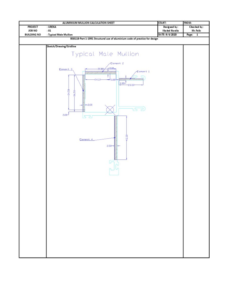 Aluminium Male Mullion Design Guide | PDF | Structural Engineering ...