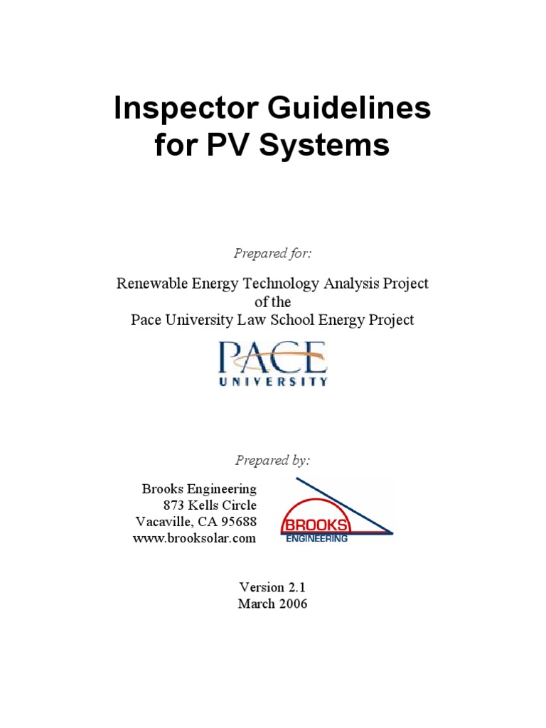 Inspection Guidelines | PDF | Photovoltaic System | Photovoltaics