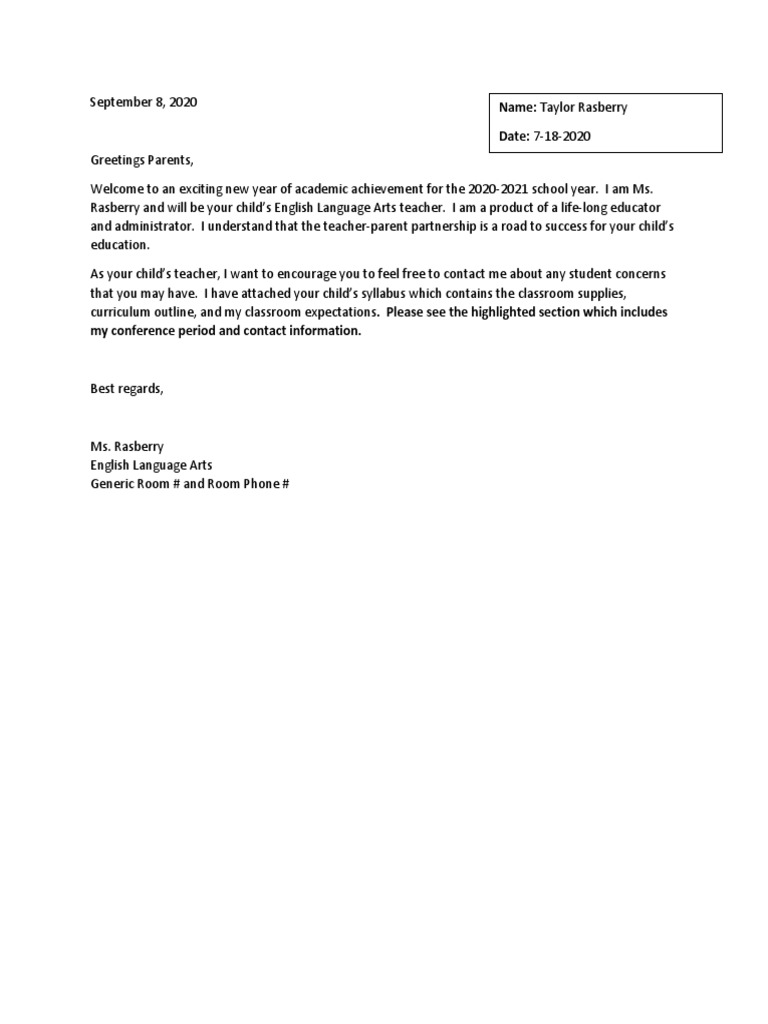 Parent Letter | PDF