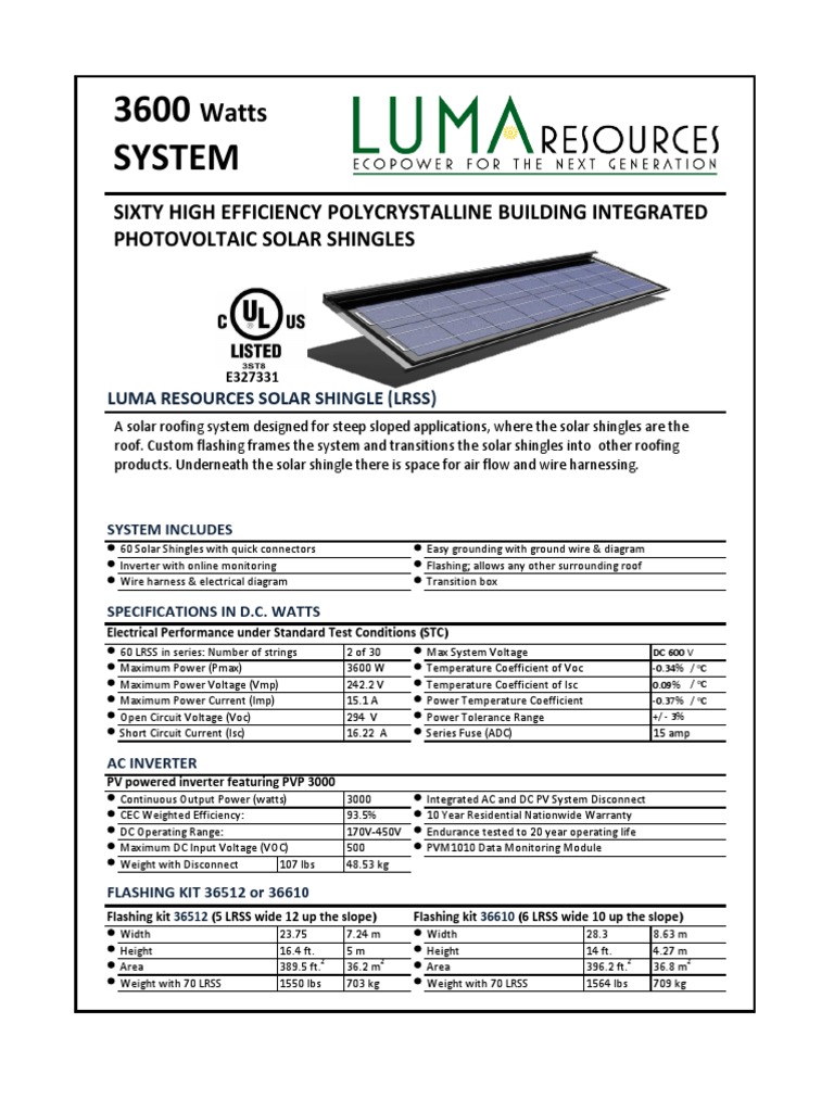 3600 System: Watts | PDF | Power Inverter | Photovoltaic System