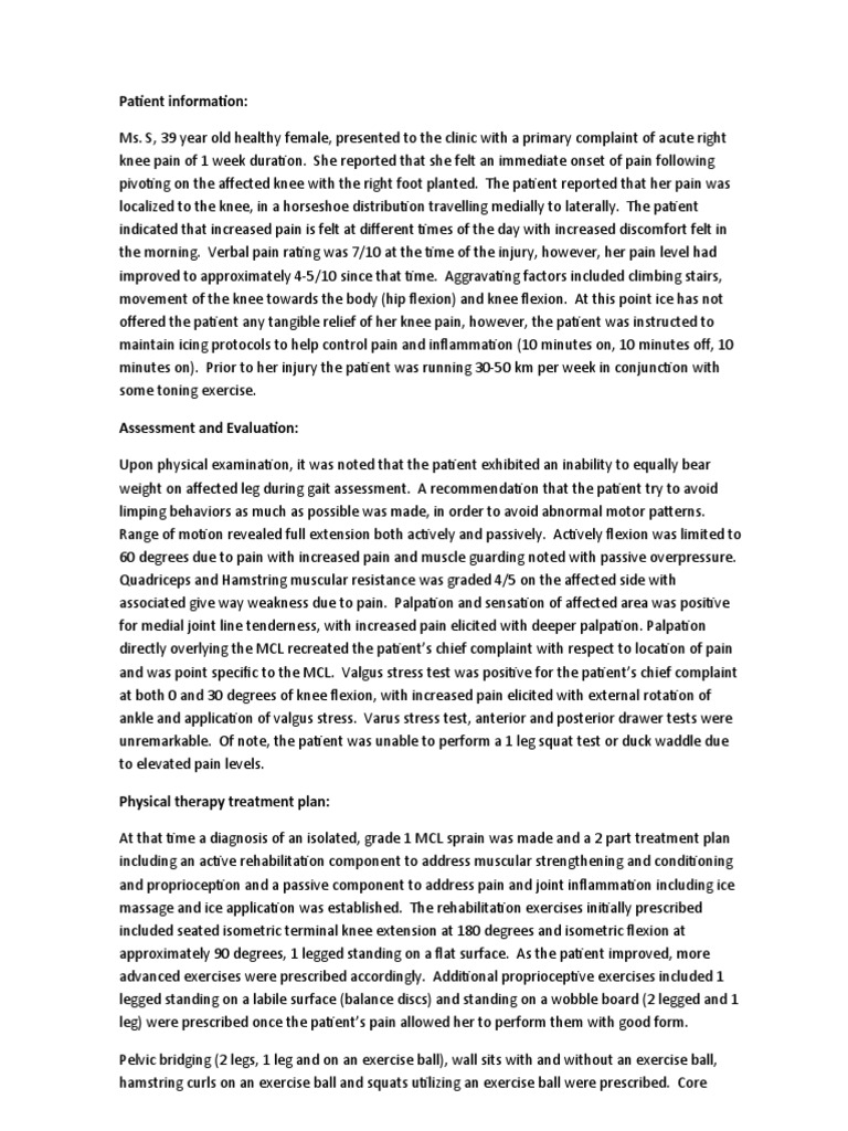 Case Study MCL Sprain | PDF | Knee | Joints