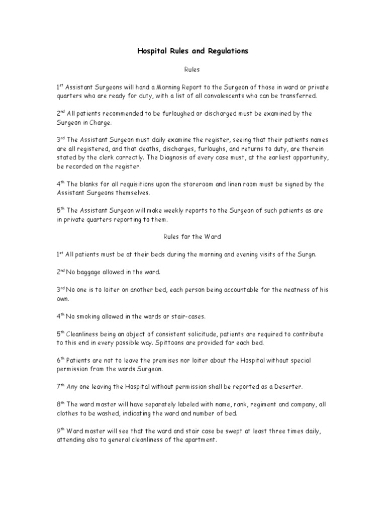 Hospital Rules and Regulations Guide | PDF | Wellness