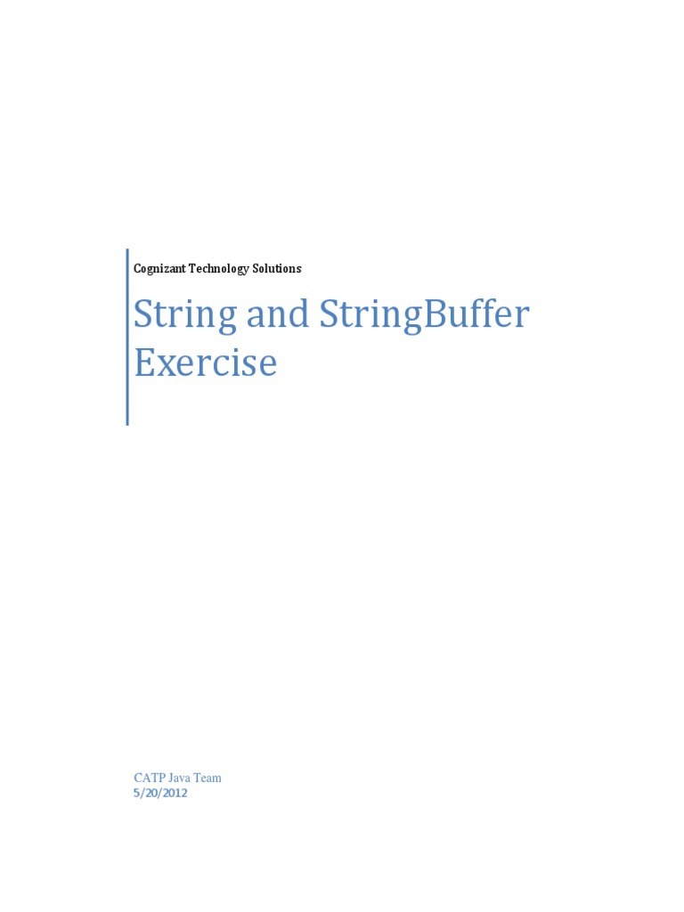 String And Stringbuffer Exercise Cognizant Technology Solutions Pdf String Computer